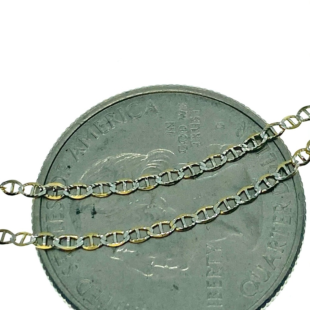 14k Gold 1.5mm 18” Anchor Mariner Pave Chain - Gem